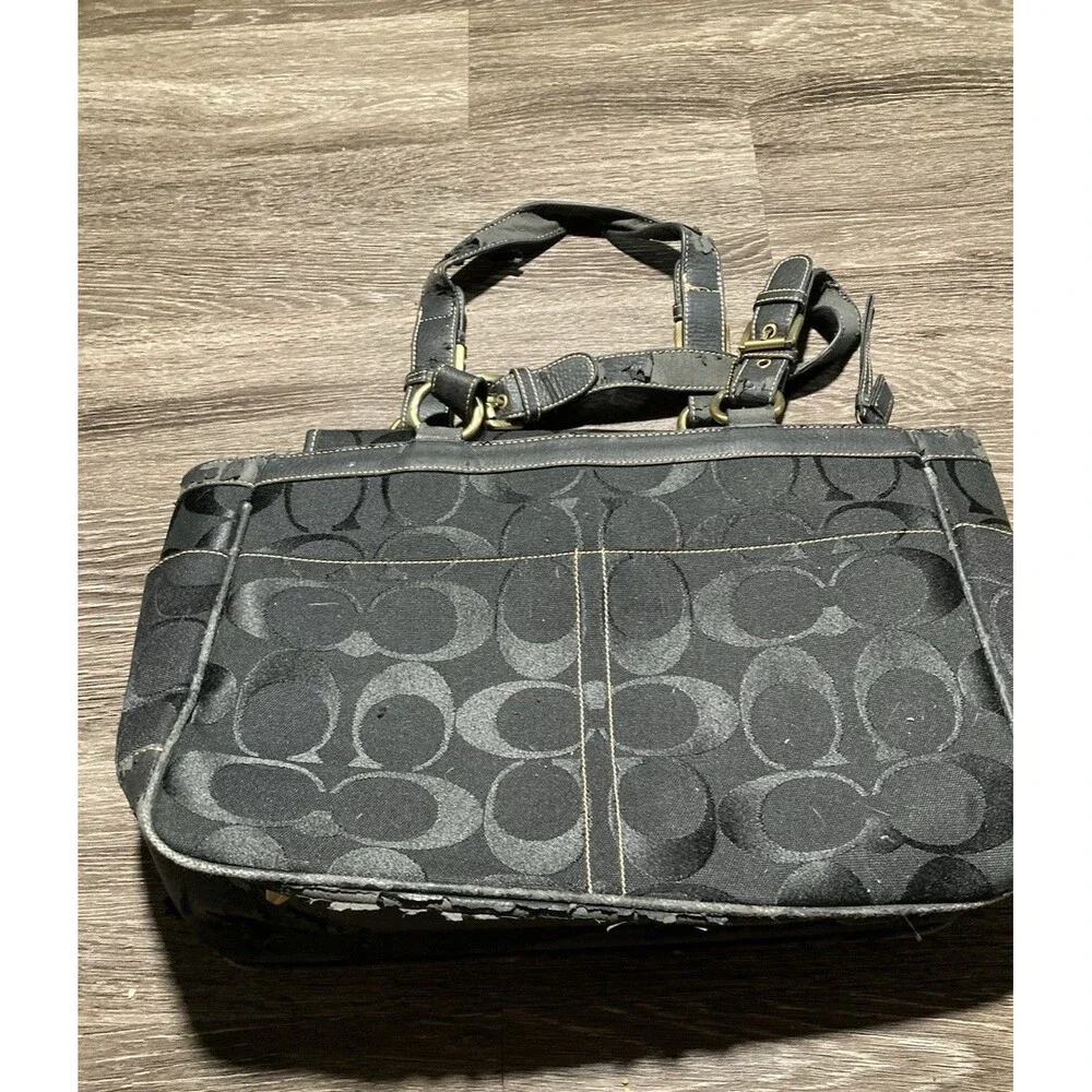 Coach | Bags | Coach Signature Tote Black Purse Monogram | Poshmark